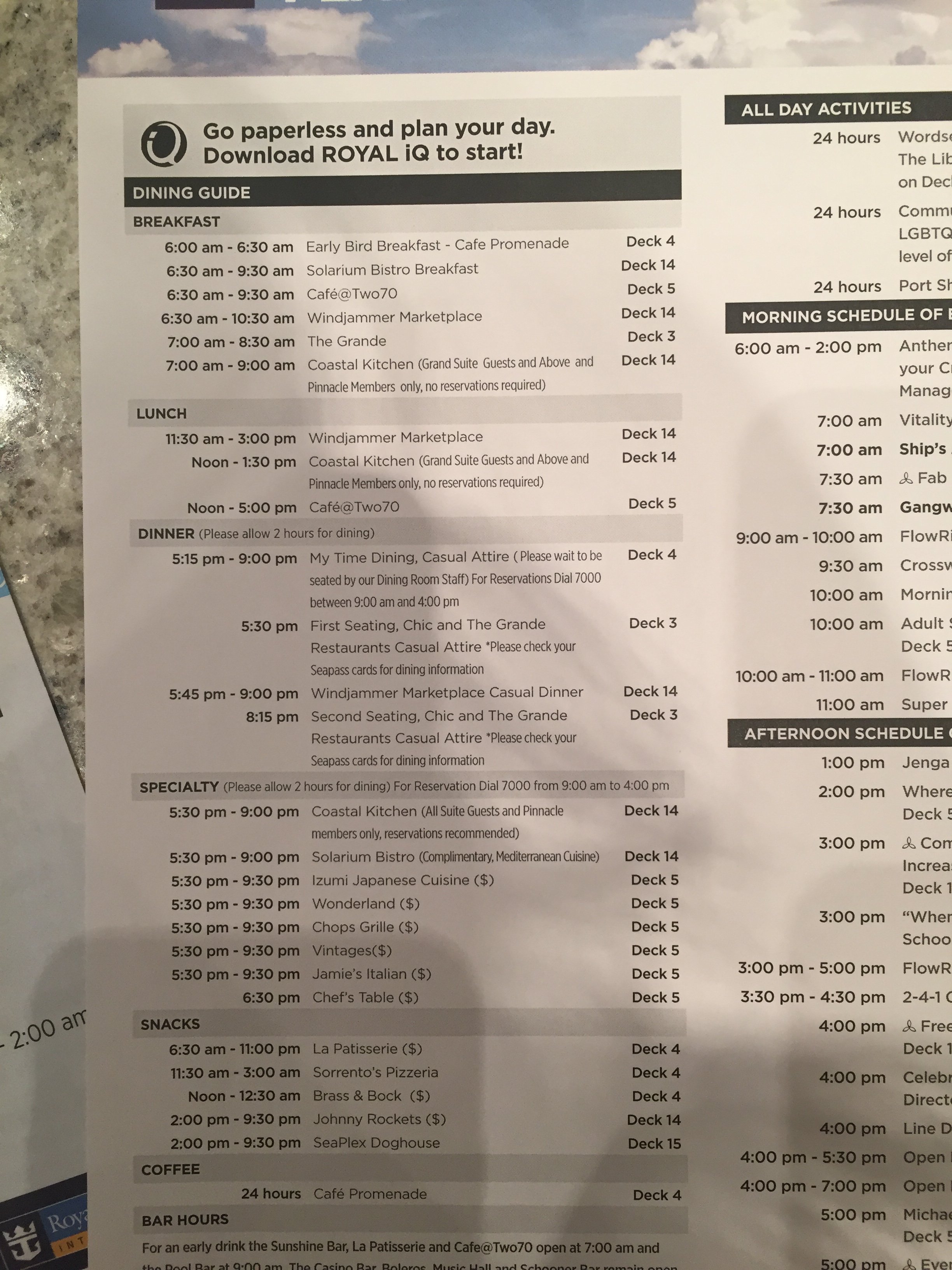 Late Dining Options - Royal Caribbean Dining - Royal Caribbean Blog