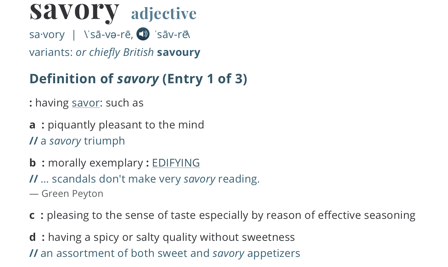 Savory Meaning