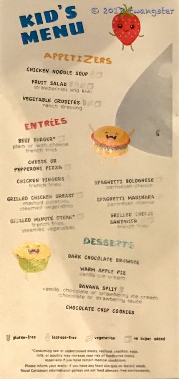 Kids Menu MDR? - Royal Caribbean Dining - Royal Caribbean Blog