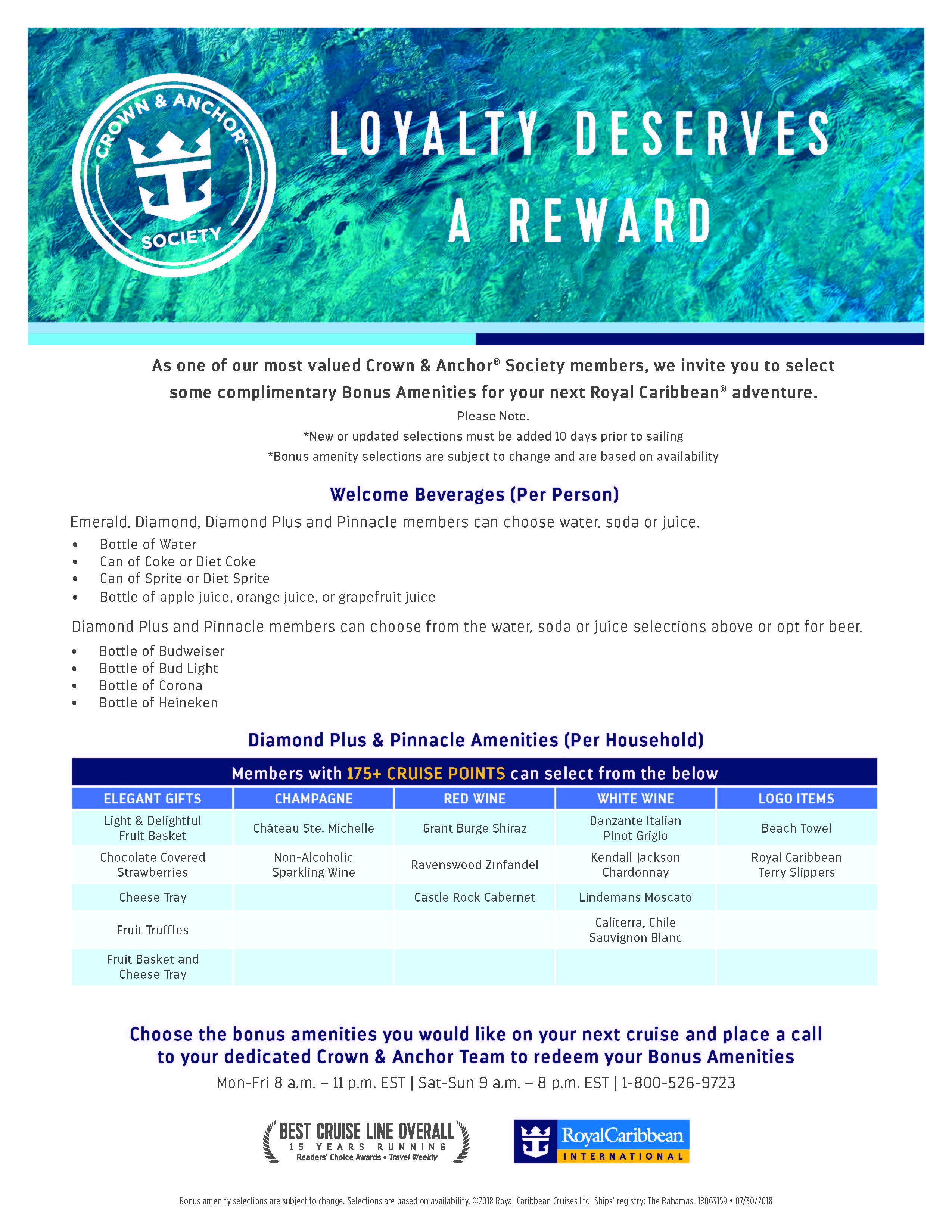 C&ASociety complimentary Bonus Amenities List!! - Royal Caribbean ...