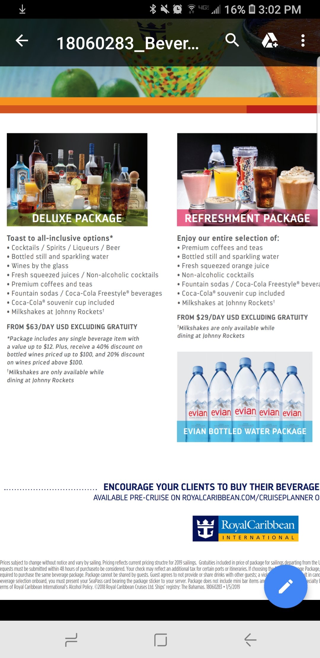 Johnny Rockets milk shake with Refreshment Package - Royal Caribbean ...