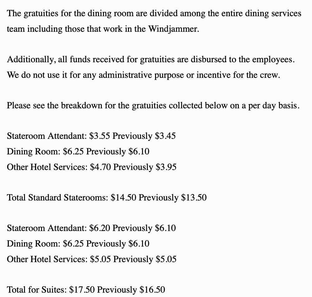 Automatic Gratuity Breakdown - Royal Caribbean Discussion - Royal ... Automatic Gratuity Breakdown - Royal Caribbean Discussion - Royal ...