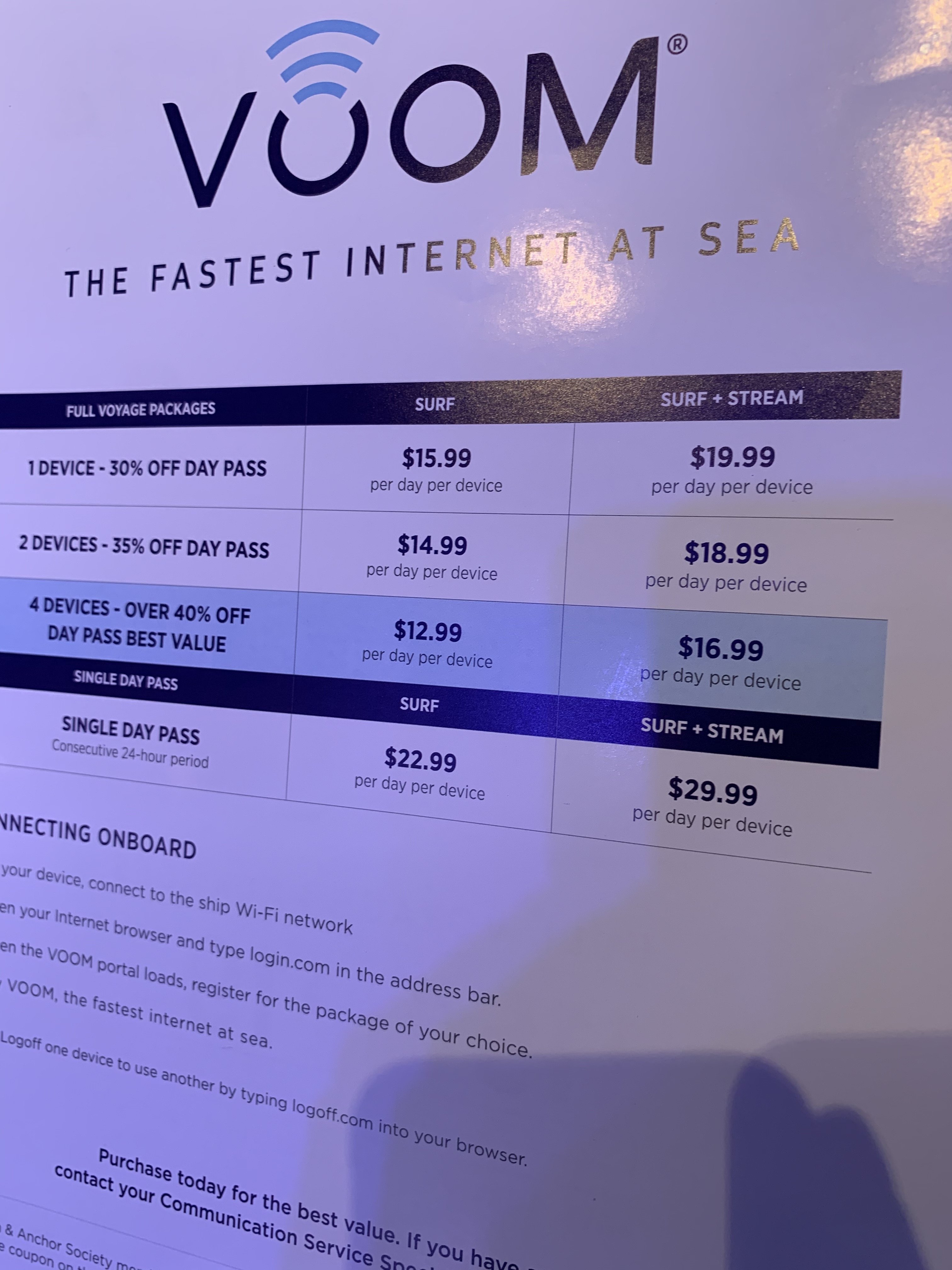 Voom On-Board Pricing - Royal Caribbean Discussion - Royal Caribbean Blog