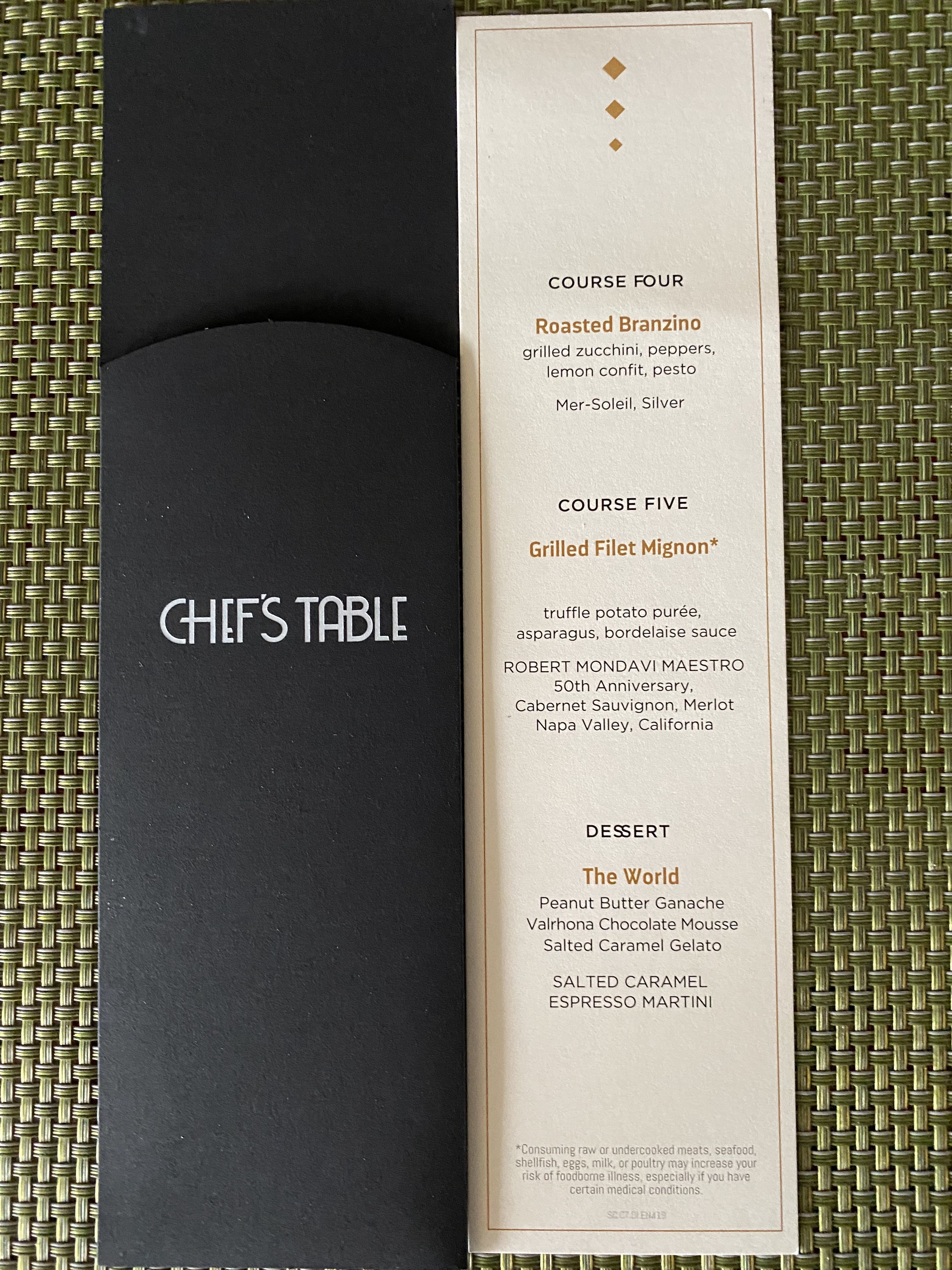 Chef's Table, New Year's Eve on Oasis - Royal Caribbean Dining - Royal ...