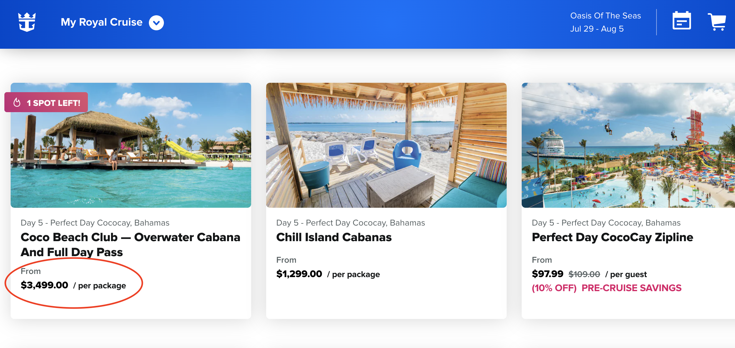 Dynamic pricing strikes again! - Shore Excursions - Royal Caribbean Blog