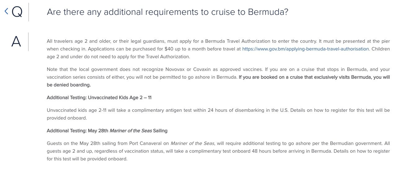 Bermuda Travel Authorization - People Connect - Royal Caribbean Blog
