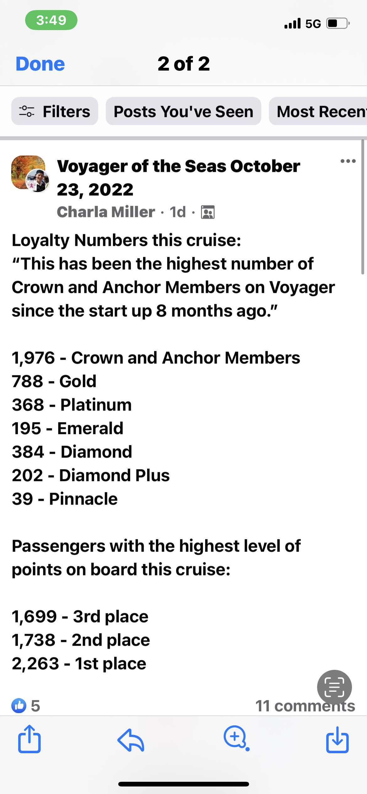 This Week’s C&A Numbers on Voyager - Royal Caribbean Discussion - Royal ...