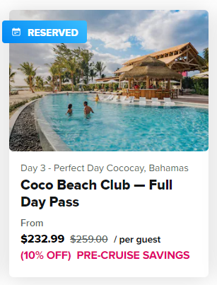 Coco Cay Beach Club discounts? - Shore Excursions - Royal Caribbean Blog