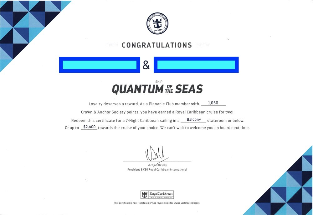 700 pts Pinnacle cruise - Royal Caribbean Discussion - Royal Caribbean Blog