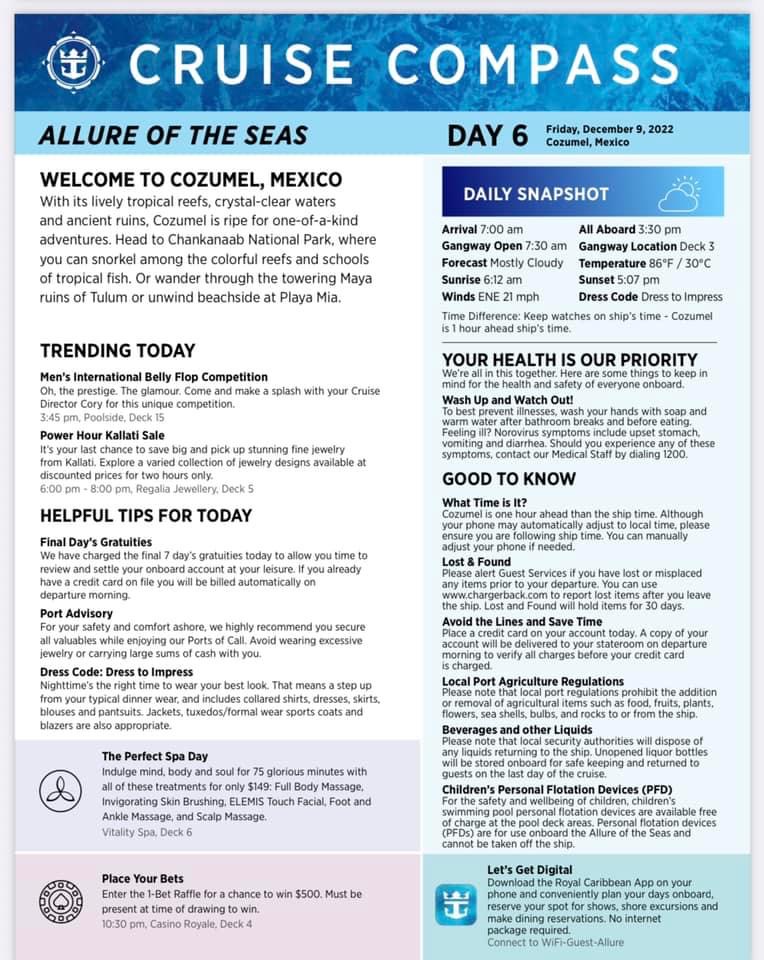 Recent Cruise Compass For Allure 7 Night Western Caribbean Wanted