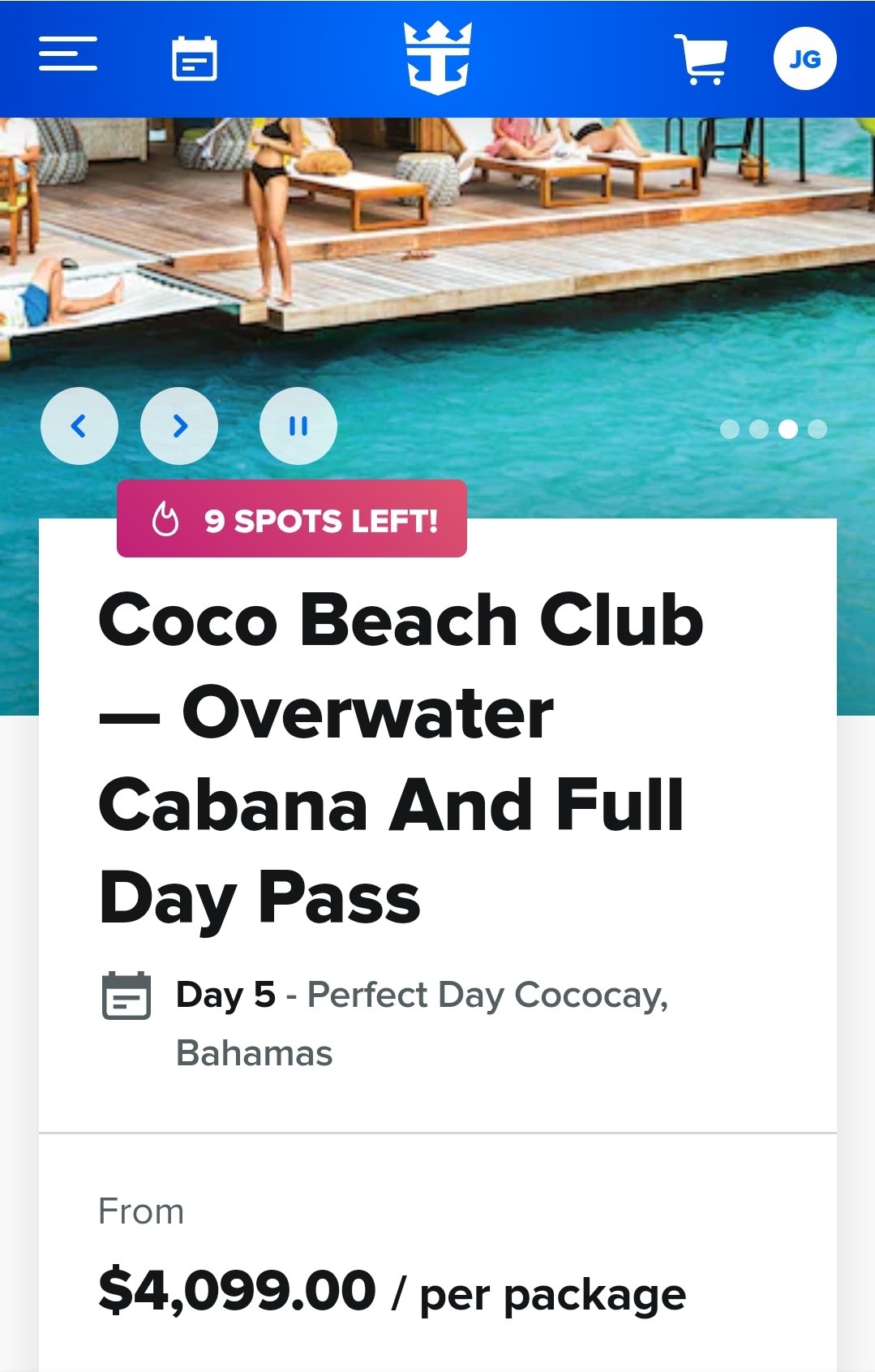 Pricing of Cococay cabanas - Royal Caribbean Discussion - Royal ...
