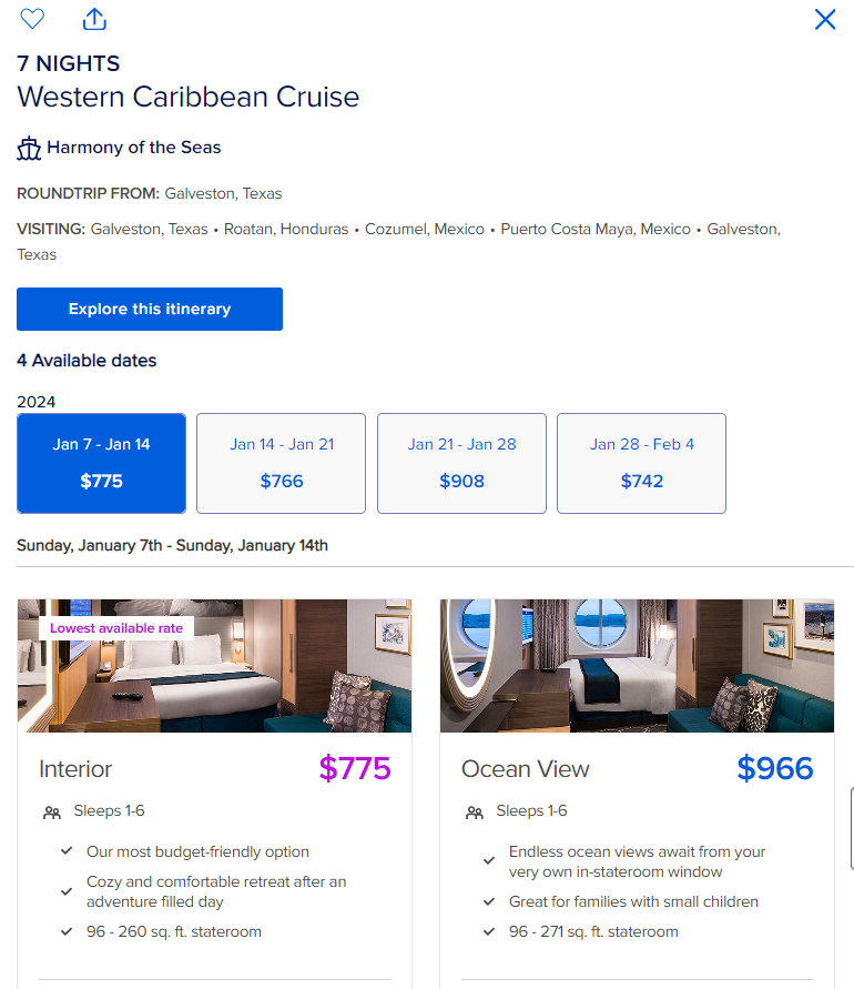 RC updated its cruise search results page - Royal Caribbean News and ...