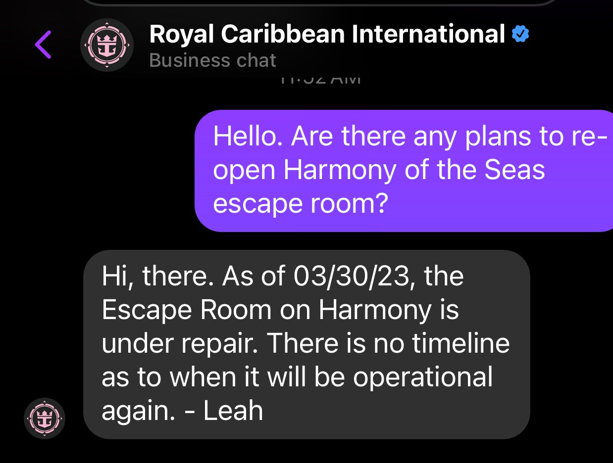 Harmony of the Seas Escape Room - Royal Caribbean Discussion - Royal ...