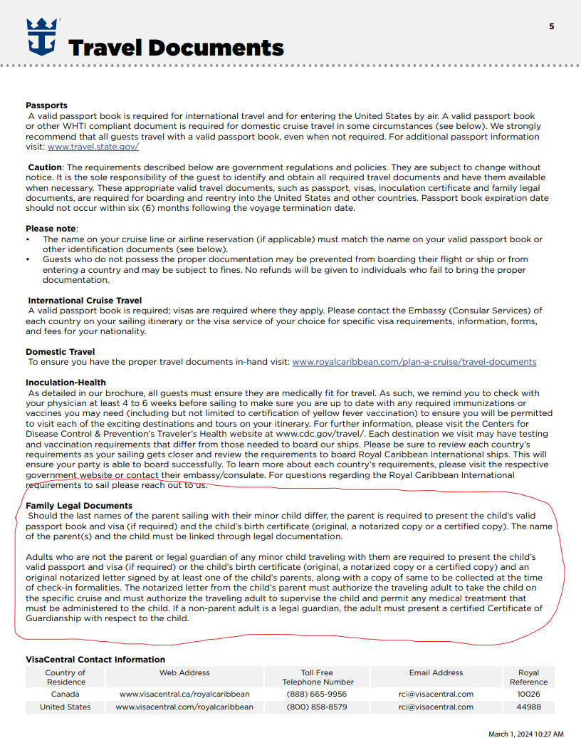 Parent Consent - Royal Caribbean Discussion - Royal Caribbean Blog