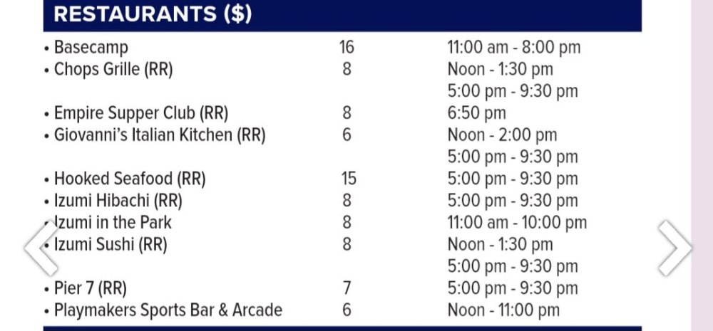 Restaurant Hours on Icon on Embarkation Day - Royal Caribbean Dining ...