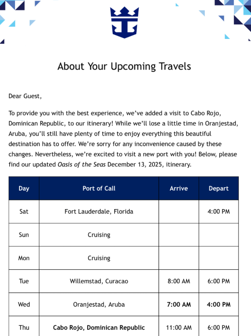 Royal Adds New Port of Call for Oasis Class ships - Royal Caribbean ...