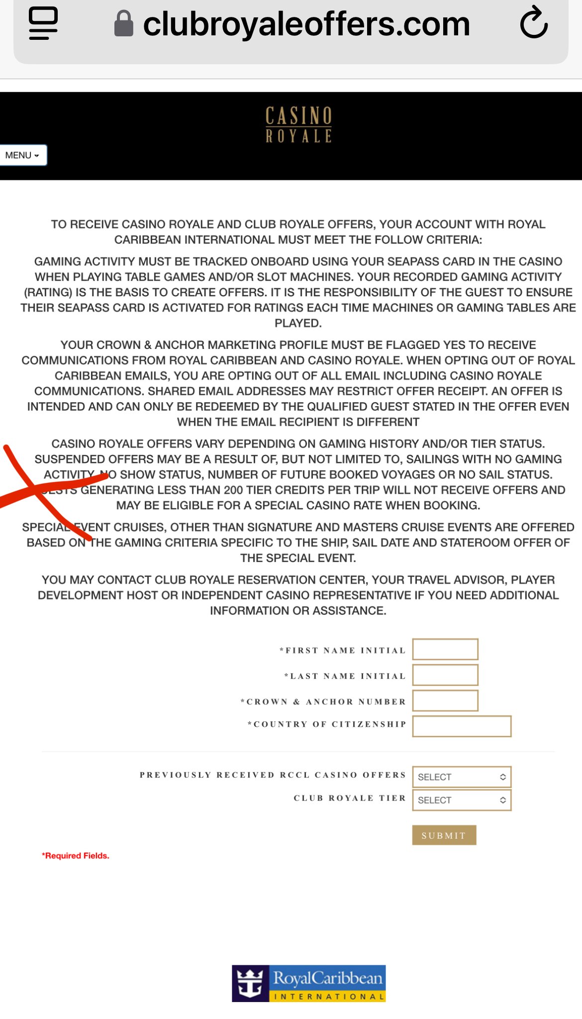 Points required in order to keep getting comps - Casino Royale - Royal Caribbean Blog