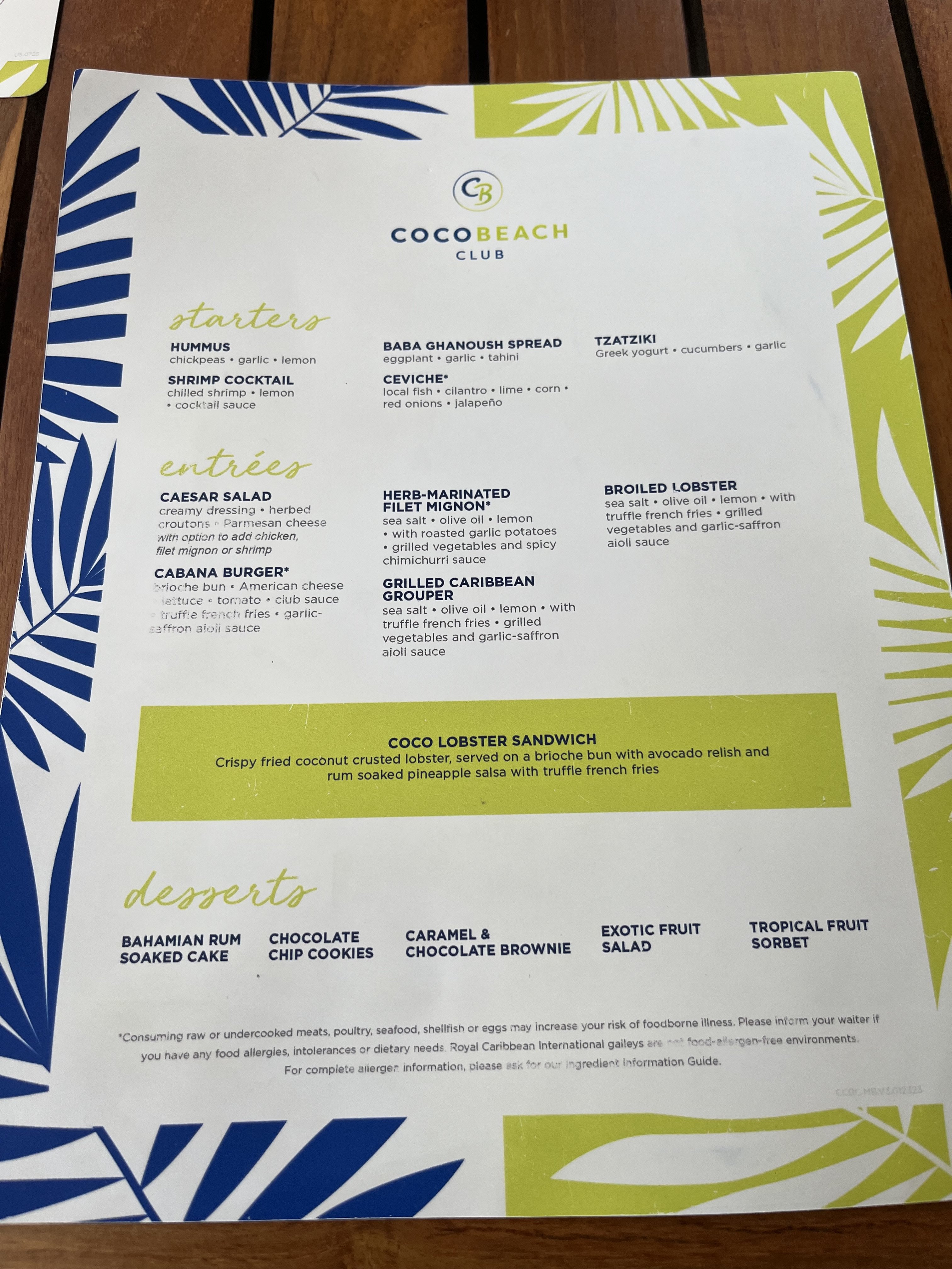 Does coco beach club have the chicken dish? - Royal Caribbean Dining ...