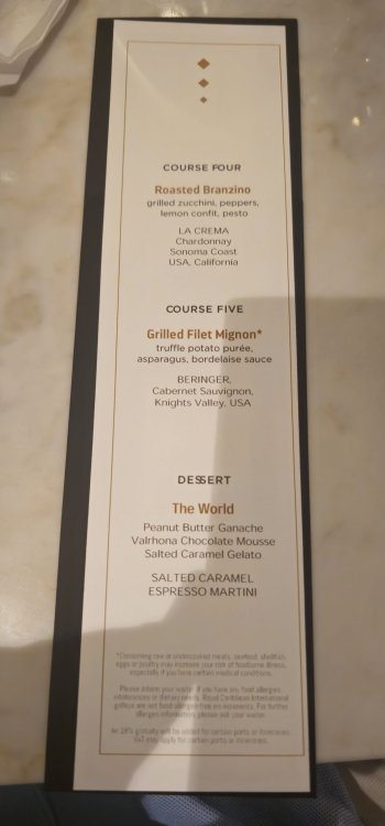Chef's Table Menu - Royal Caribbean Dining - Royal Caribbean Blog